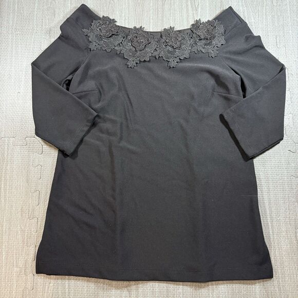 Boston Proper | Tops | Boston Proper Black Boat Neck 34 Sleeve Black ...